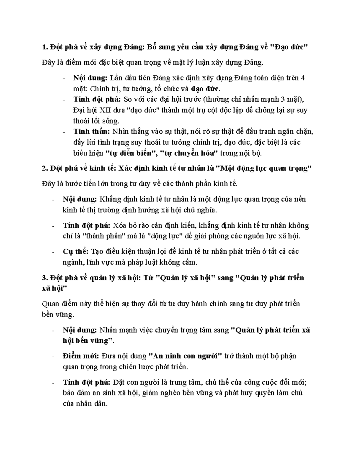 Đại hội XII: Đột Phá Trong Xây Dựng Đảng và Kinh Tế Xã Hội - Studocu