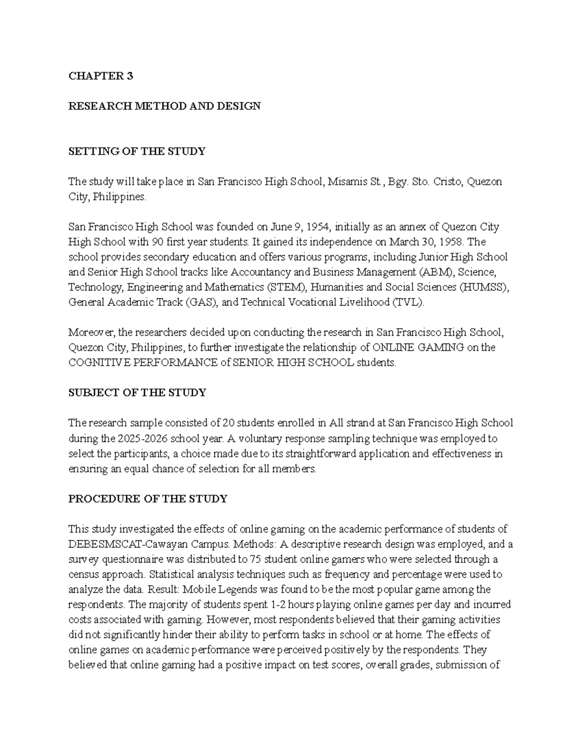 PR2 - Chapter 3: Research Method & Design on Online Gaming Effects ...