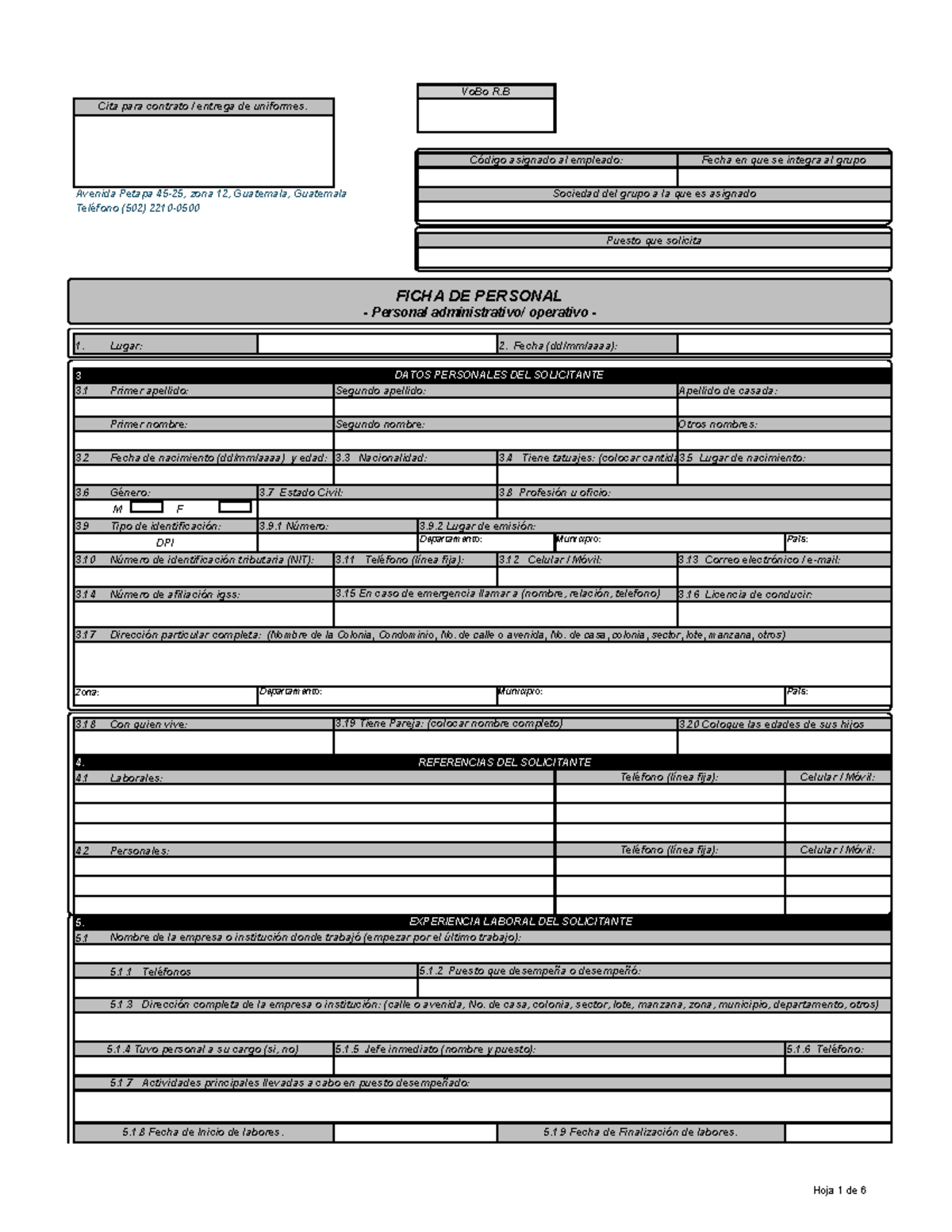 Solicitud de Empleo 2025 - Formulario de Datos Personales y Laborales ...