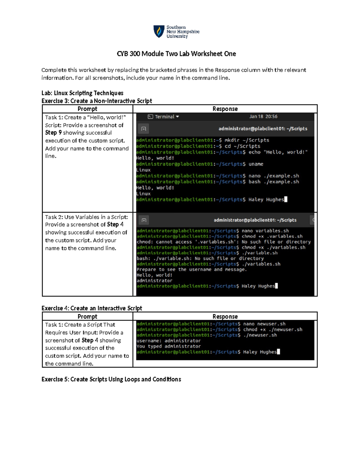 CYB 300 Module Two Lab Worksheet: Linux Scripting Techniques - Studocu