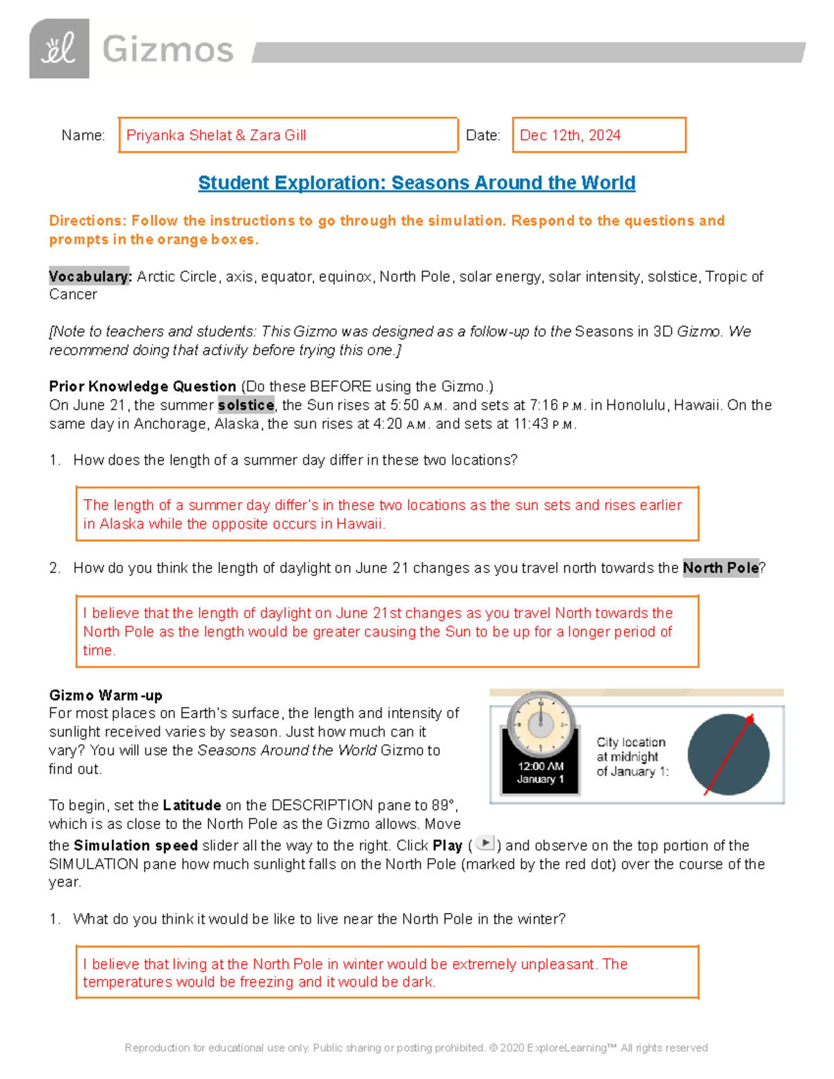 Seasons Around the World - SE Student Exploration Guide - Studocu