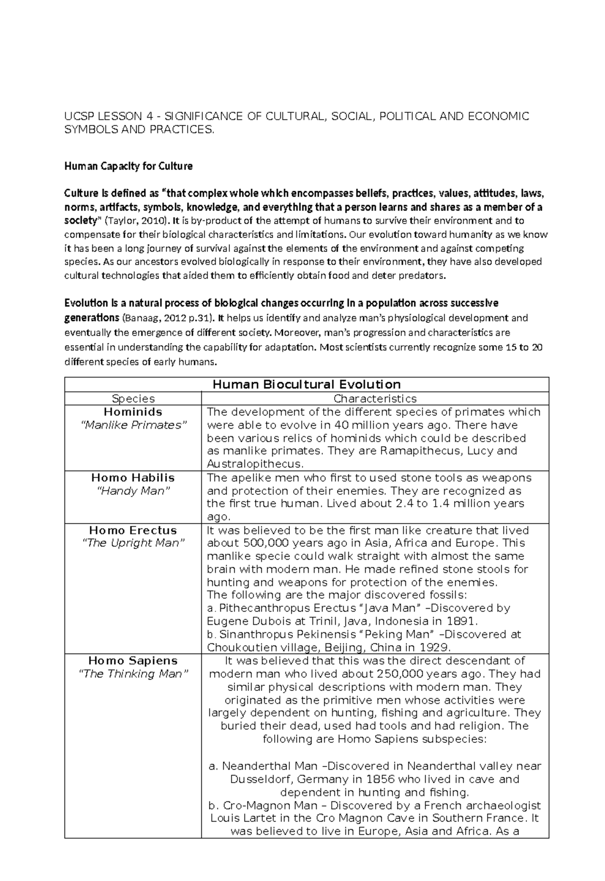 UCSP Lesson 4: Importance of Cultural, Social, Political & Economic ...