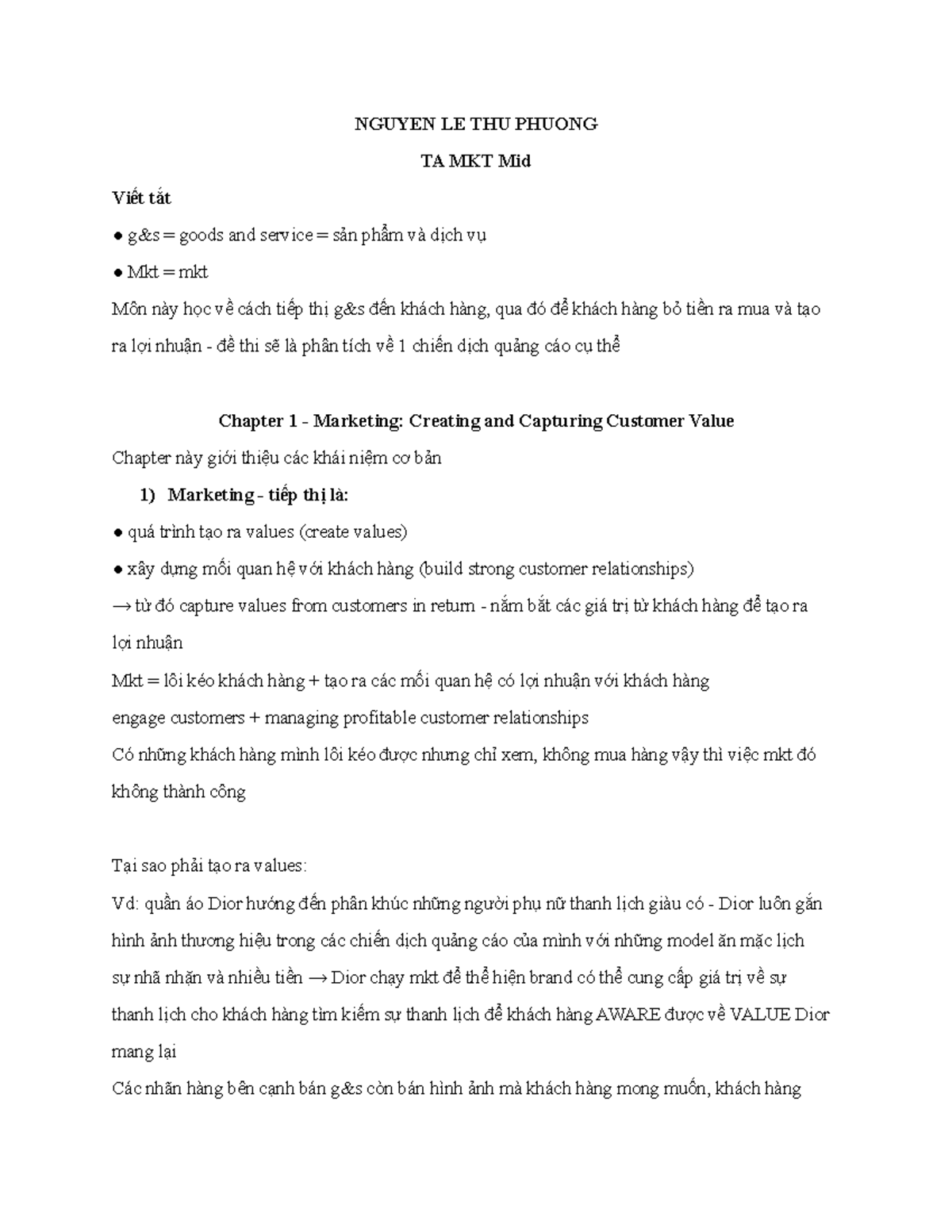 MKT 101 Midterm Notes: Understanding Marketing Strategies and Customer ...