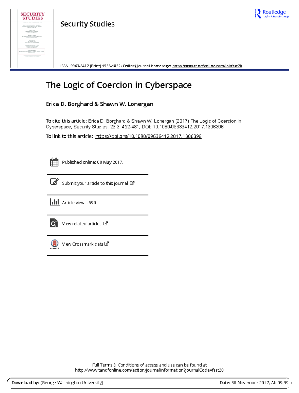 The Logic of Coercion in Cyberspace - Full Terms & Conditions of access ...