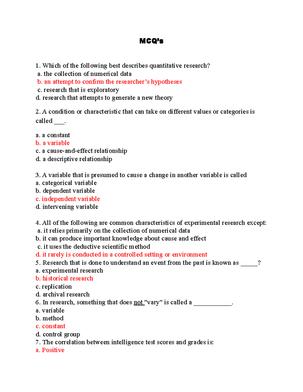 UHS Research Final Paper: MCQ & Discussion Questions - Studocu