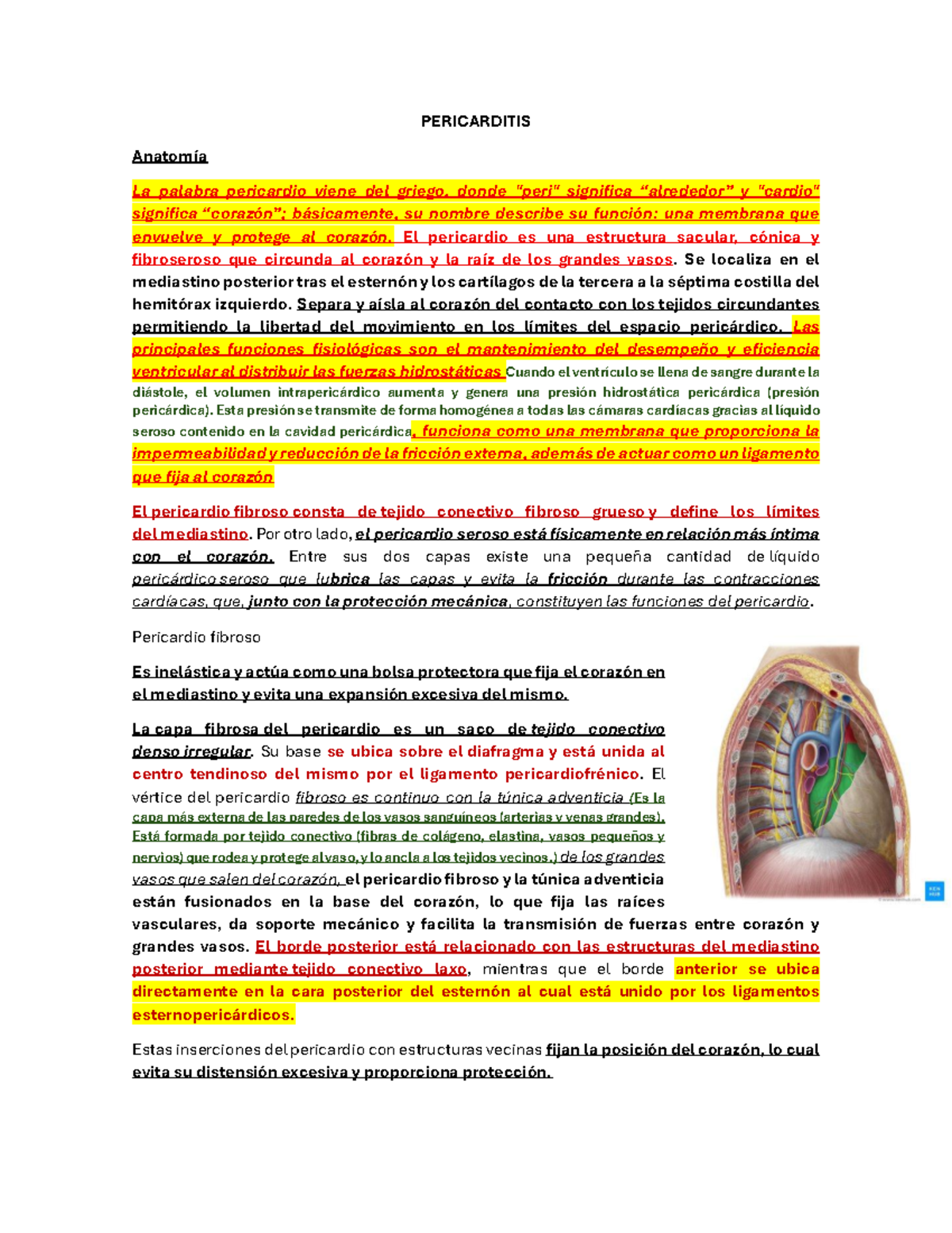 Estudio sobre la Pericarditis: Anatomía y Complicaciones Clínicas - Studocu