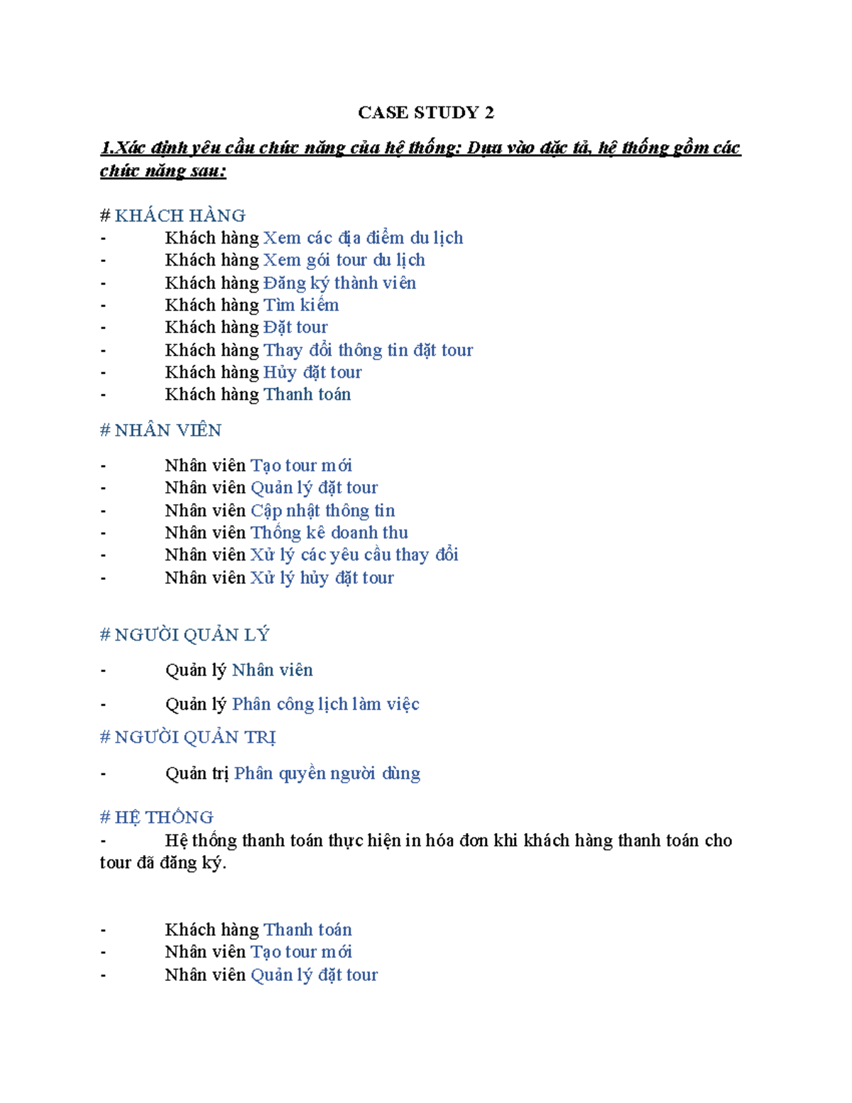 Bài Tập Case Study 2 & 3 - Phân Tích và Mô Hình Hệ Thống Quản Lý - Studocu