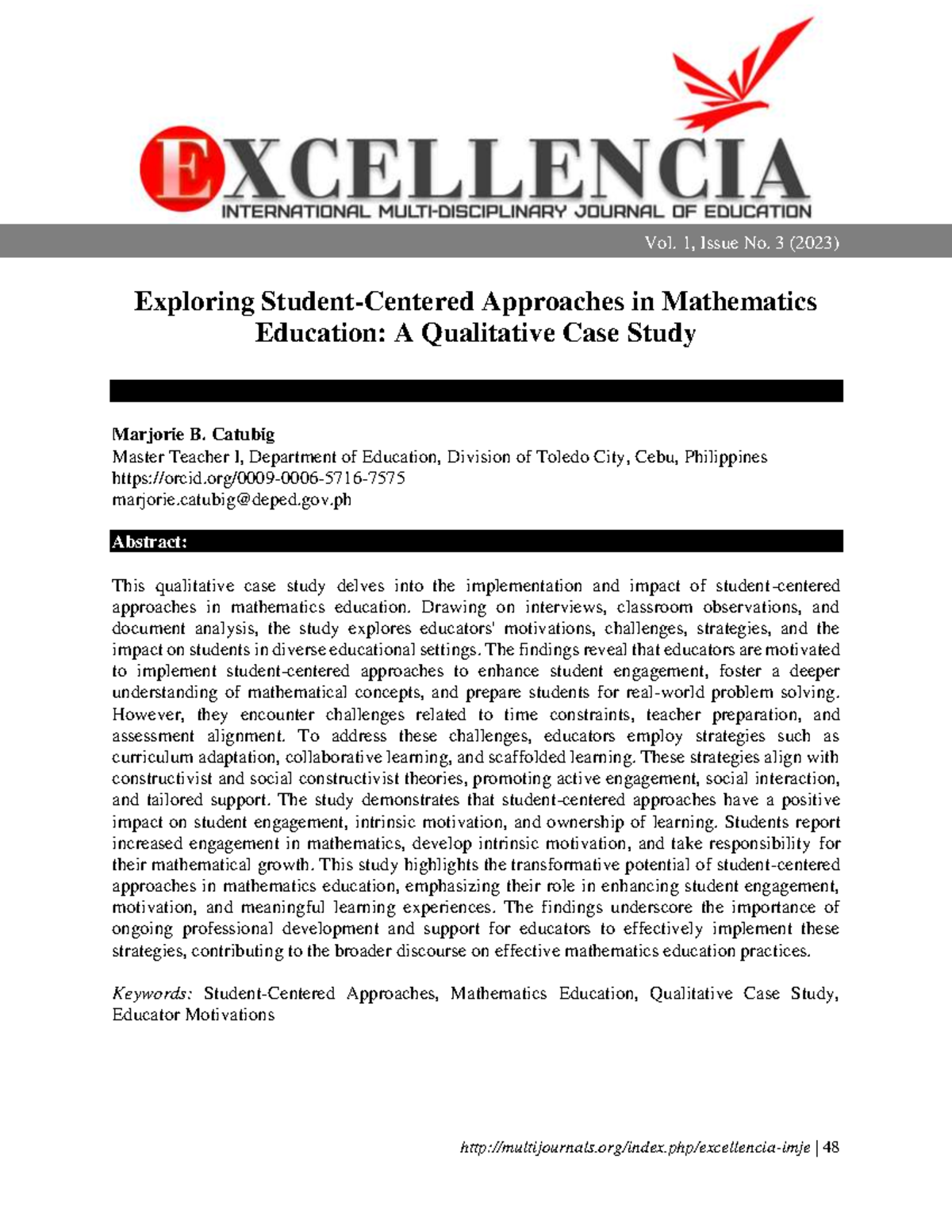 Exploring Student-Centered Approaches in Math Ed: A Qualitative Case ...