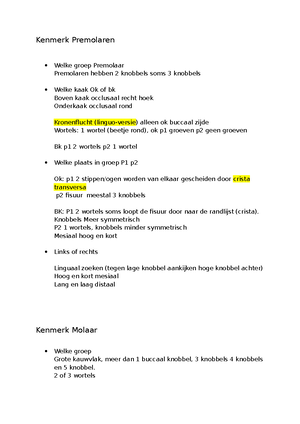 Nomenclatuur - Het blijvend gebit Tanden en kiezen worden in de ...