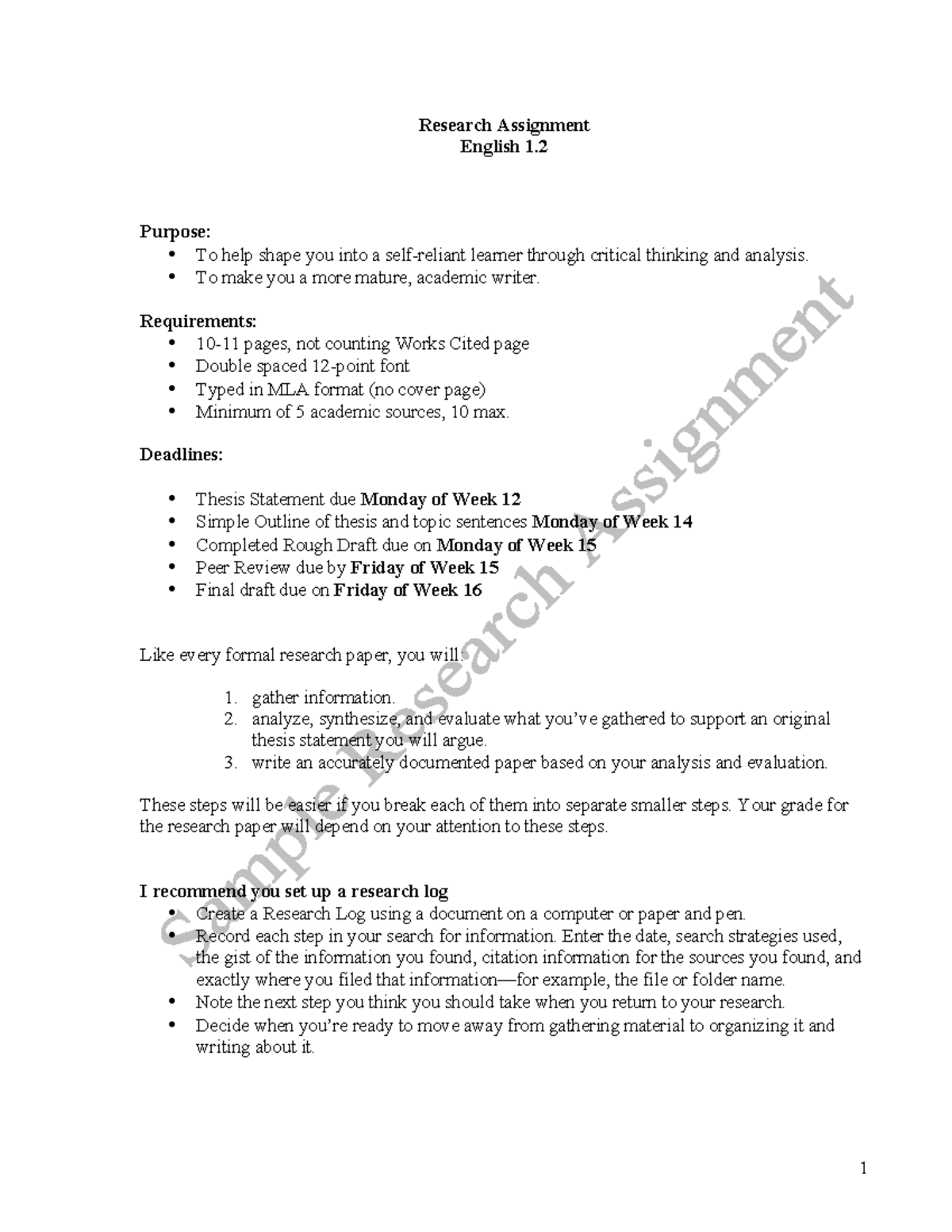 Research Assignment ENGL 1.2: Critical Thinking & Analysis Guide - Studocu