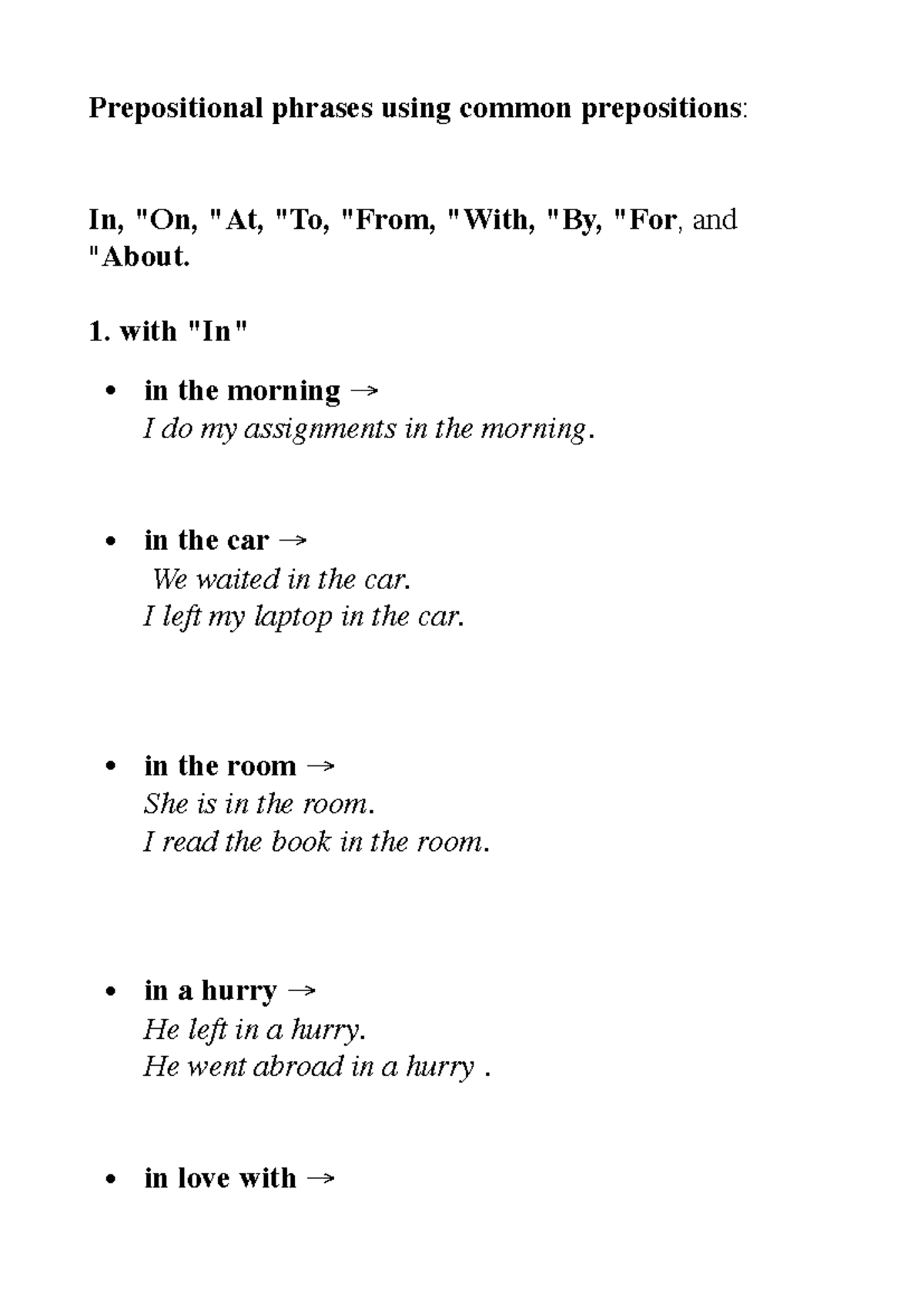 Prepositional Phrases Basics: Common Prepositions Explained - Studocu