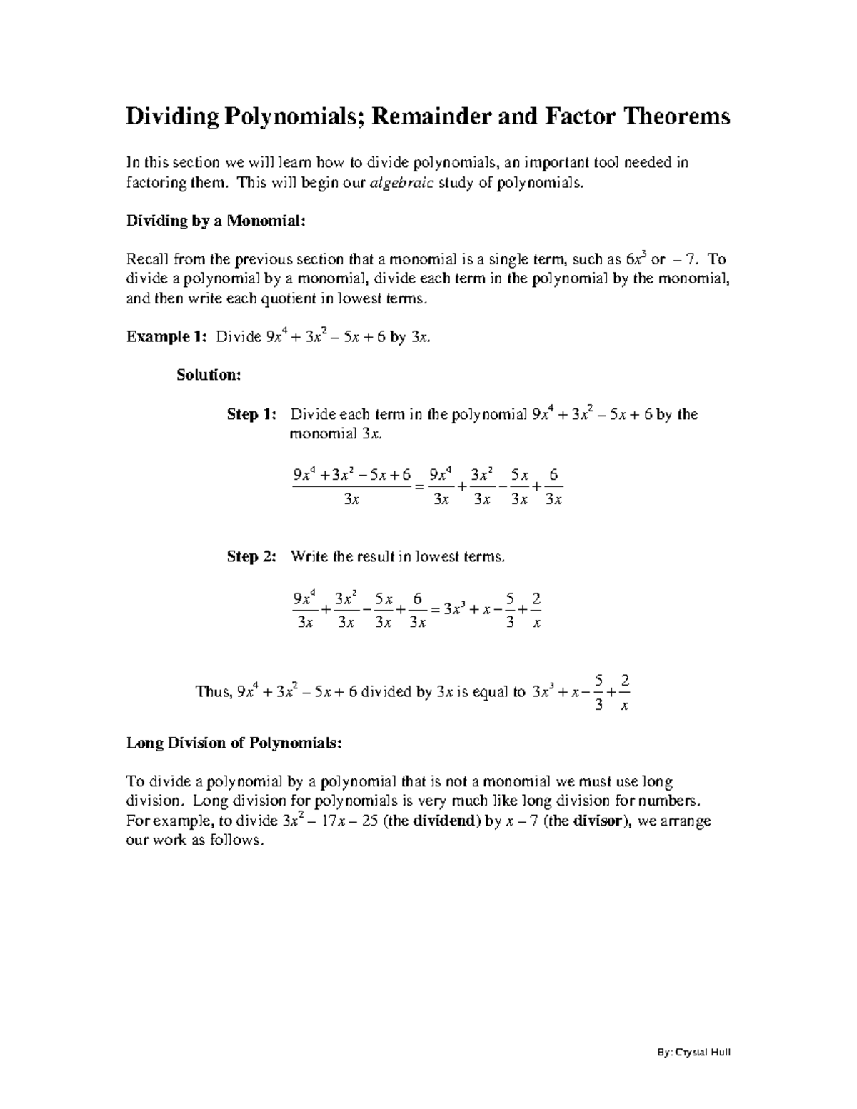 Math1414-Dividing Polynomials: Remainder & Factor Theorems Explained ...