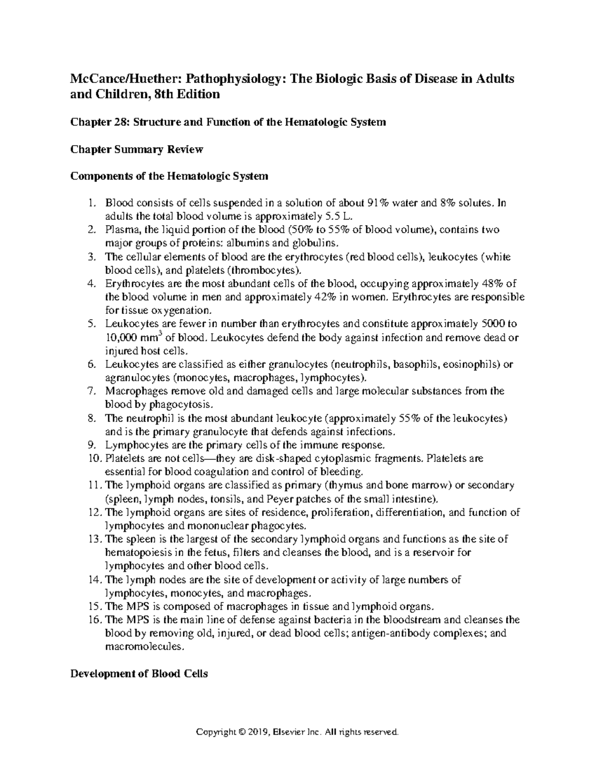 Structure and function of the hematologic system - McCance/Huether: Pathophysiology: The ...