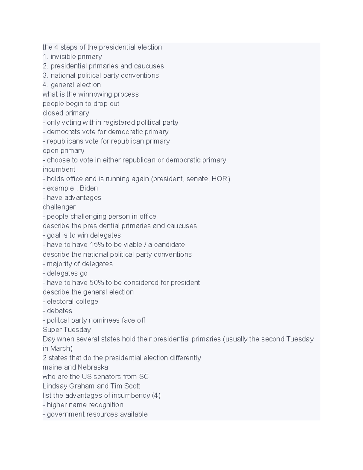 U.S. Government Exam Notes: Political Elections & Processes FAQs - Studocu