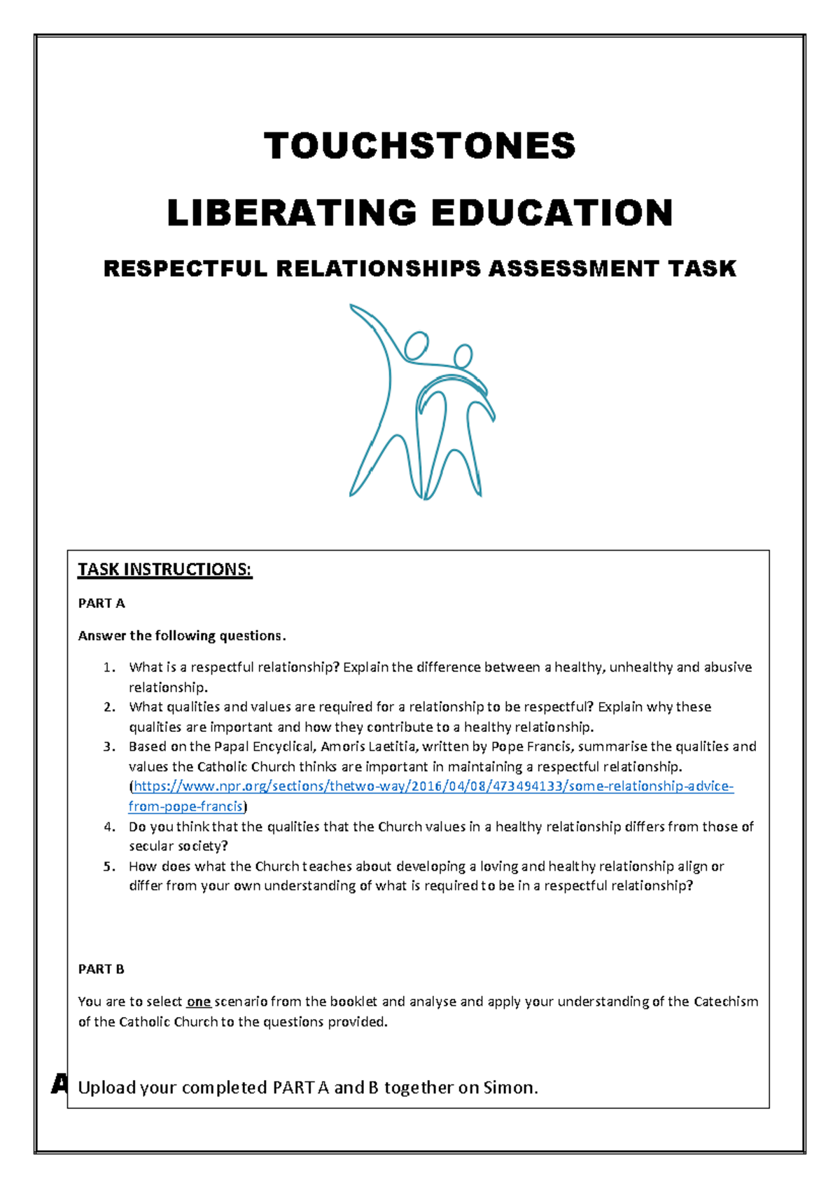 Respectful Relationships Assessment Task: Church Teachings 2025 - Studocu
