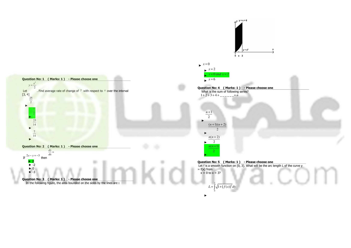 MTH101 Calculus & Analytical Geometry Final Exam Past Papers 2009 - Studocu