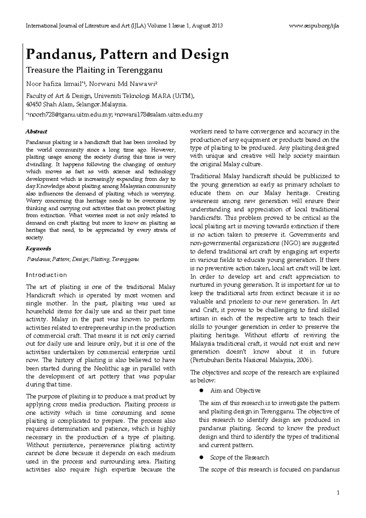 IJLA004 - Exploring Pandanus Plaiting Patterns and Designs in ...