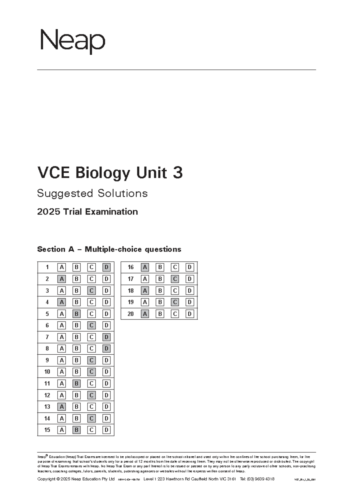 VCE_Bio_3_SS_2025 Trial Exam Suggested Solutions Booklet - Studocu