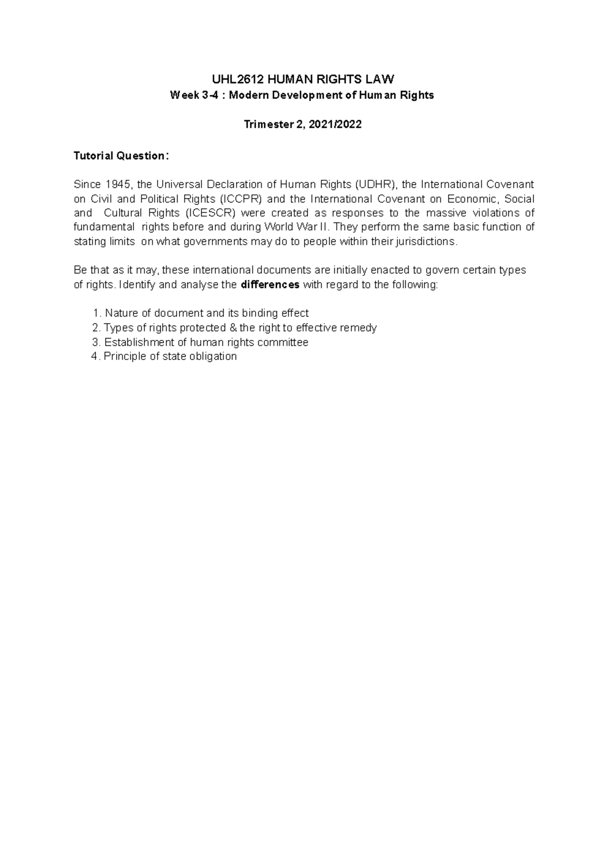 (W3-W4) Modern Development - UHL2612 HUMAN RIGHTS LAW Week 3-4 : Modern ...