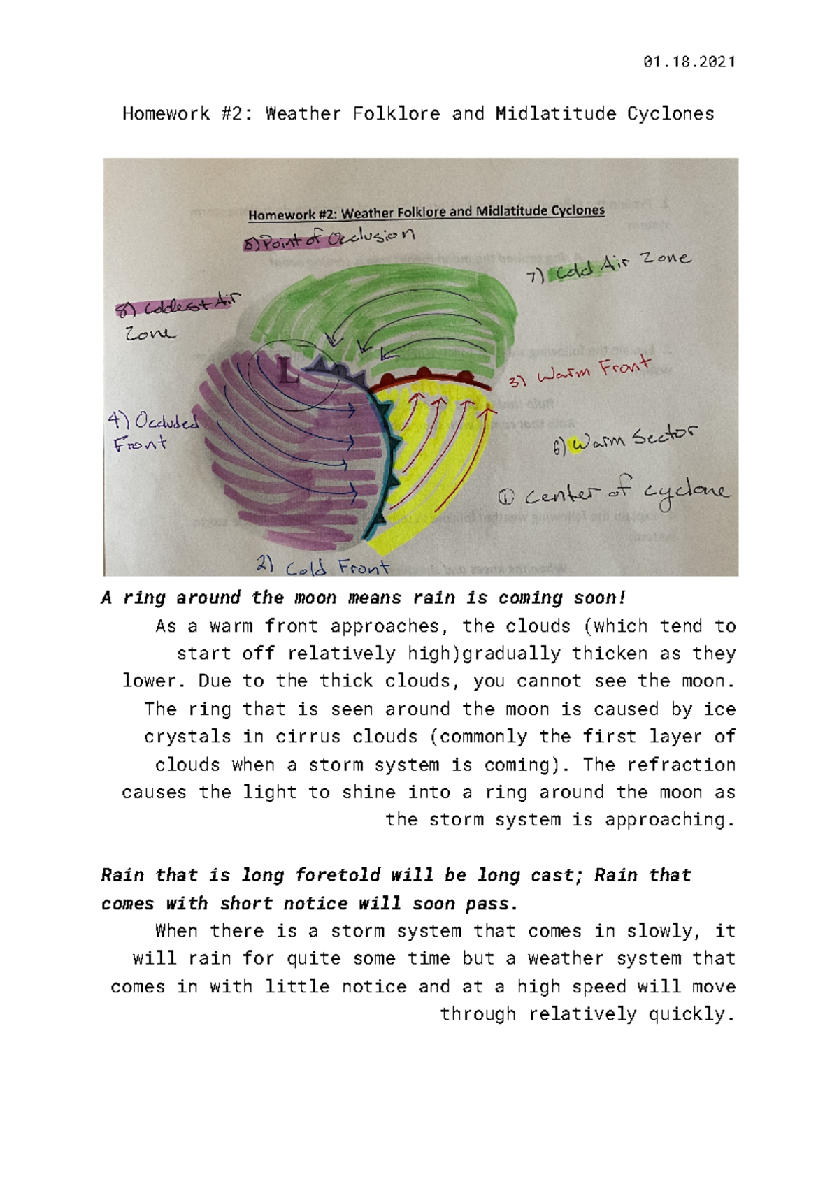 Homework #2 Weather Folklore and Midlatitude Cyclones - Homework #2 ...