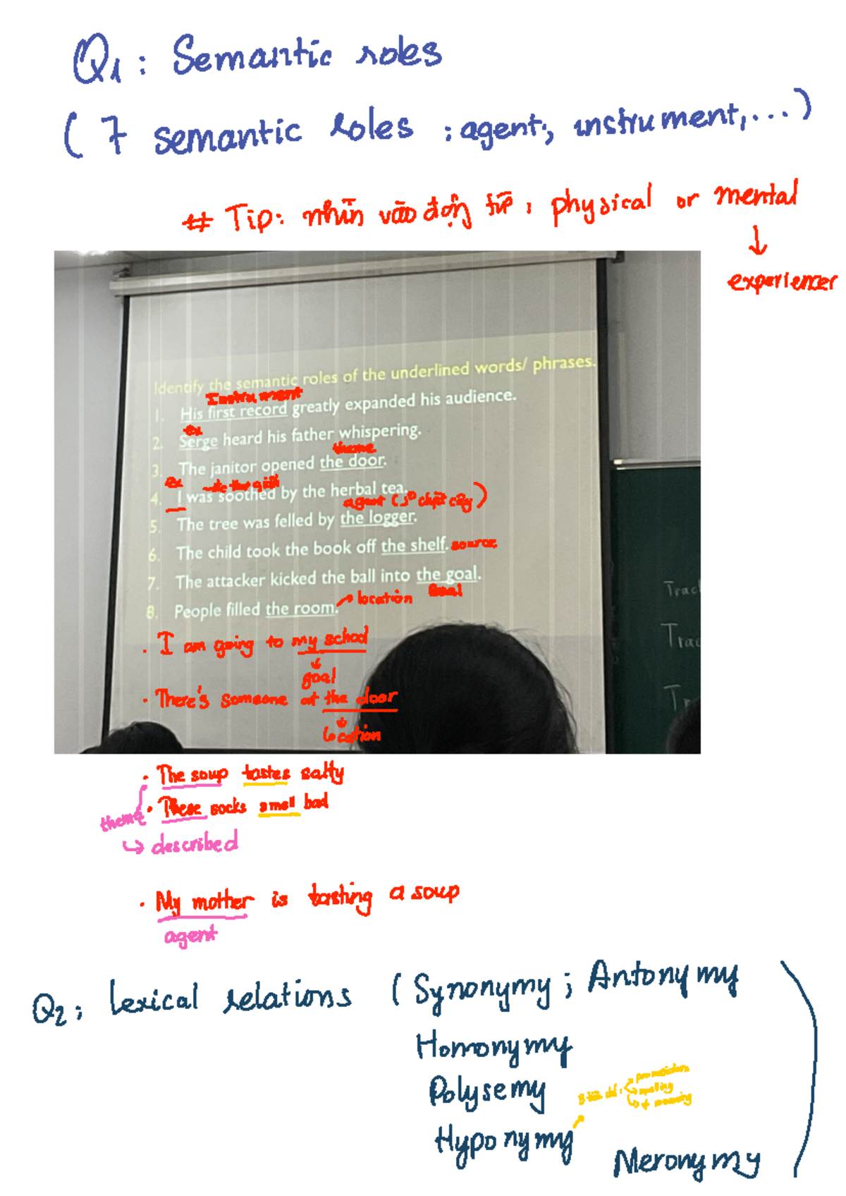 Q1 Q2 Semantic Roles And Lexical Relations Analysis Eng 101 Studocu