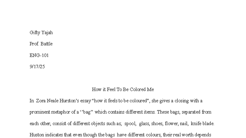 Composition 101: Analyzing Zora Neale Hurston's "How It Feels to Be ...