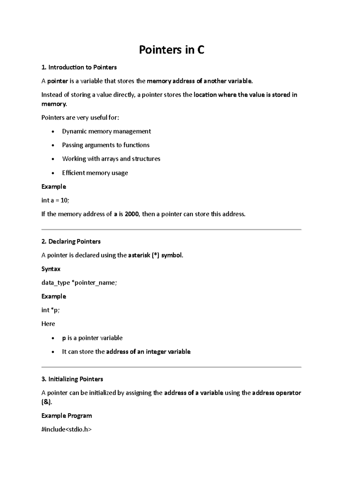 C Programming: Pointers, Structures, and Dynamic Memory (Module 4 ...