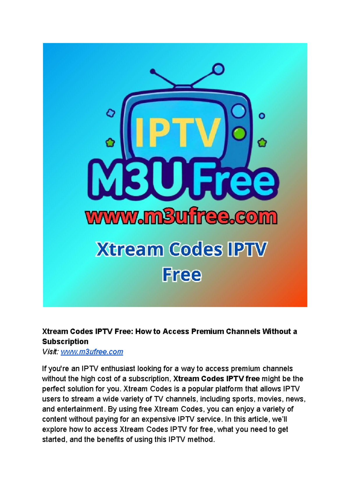 Xtream Codes IPTV Free: Access Premium Channels Without Cost - Studocu