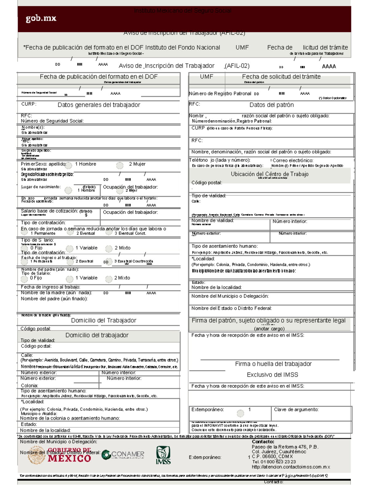AFIL-02 - Formato de Inscripción del Trabajador en el IMSS - Studocu