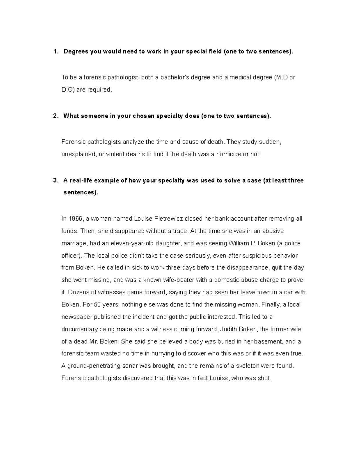 Forensic Science 1: Secrets of the Dead - Unit 1 Activity Summary - Studocu