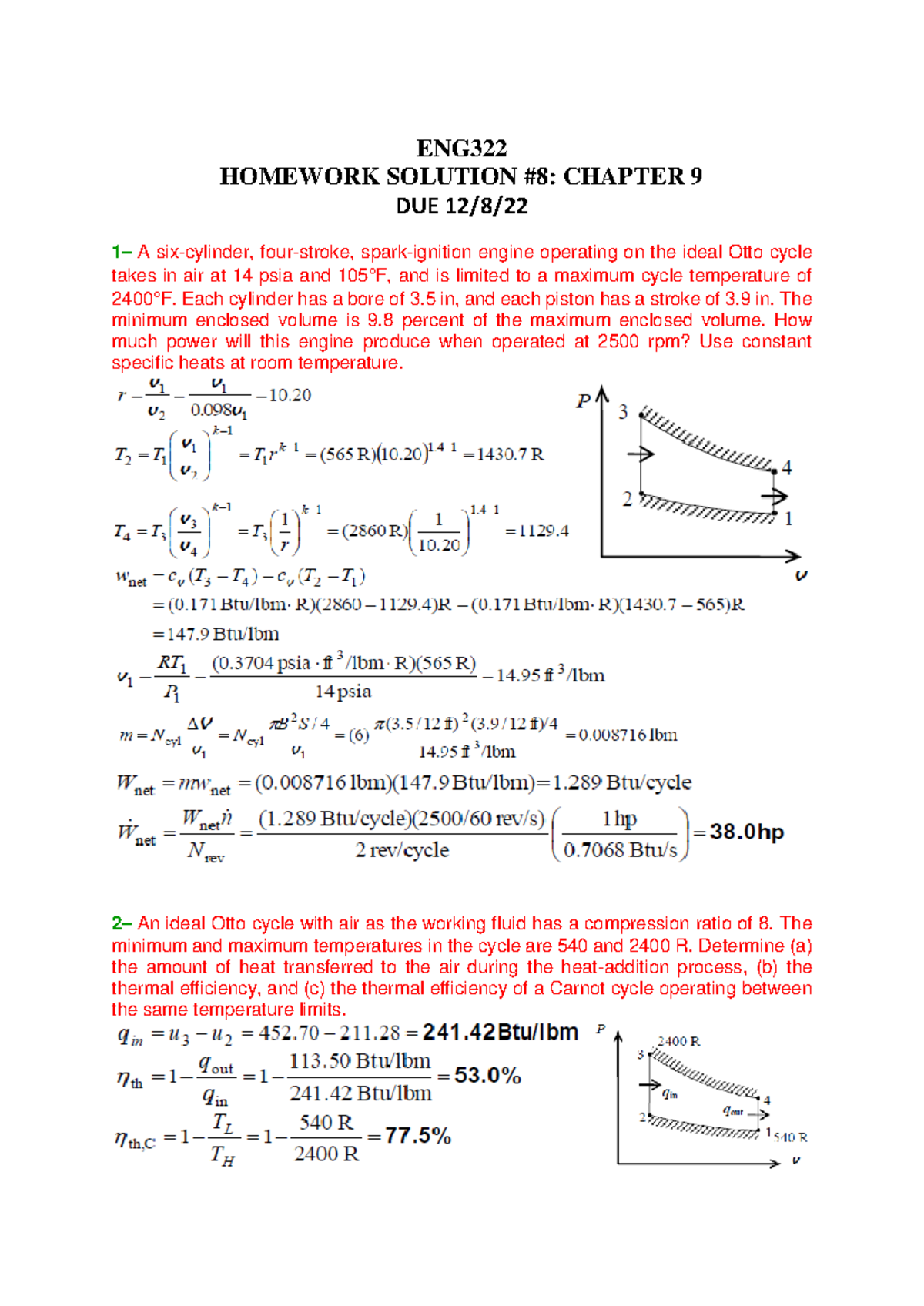 Thermodynamics Chapter 9 Practice Problems - ENG HOMEWORK SOLUTION #8 ...
