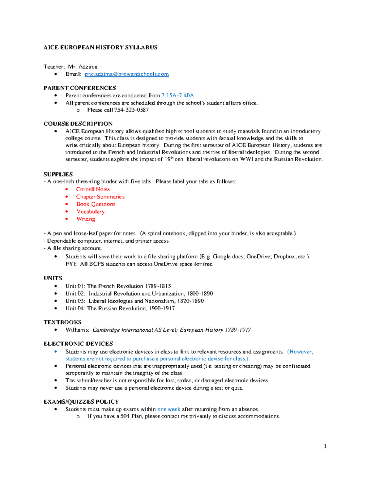 AICE European History Syllabus Overview: Essential Study Guide - Studocu