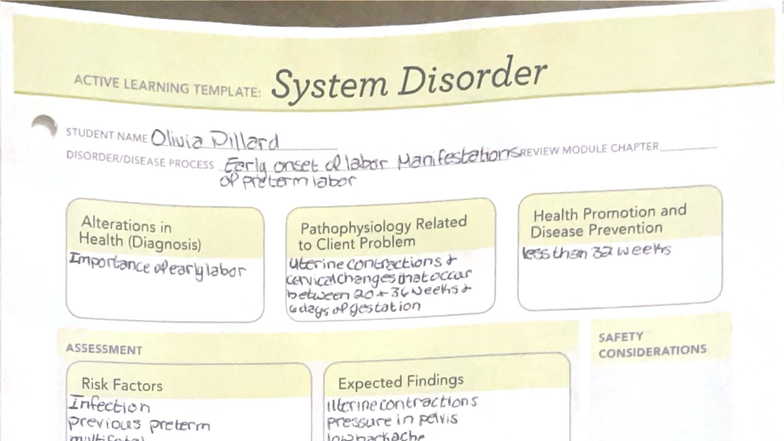 Active Learning Template: System Disorder & Postpartum Care - Studocu
