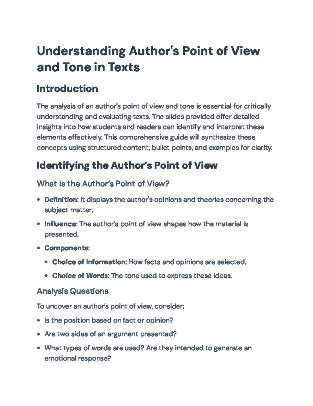Understanding Author's Point of View and Tone in Texts: A Guide ...