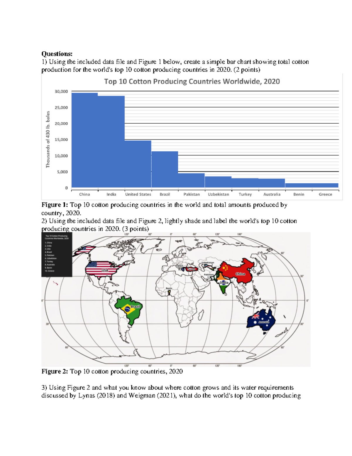 GEOG 1020 Assignment 5 - Questions: Using the included data file and ...