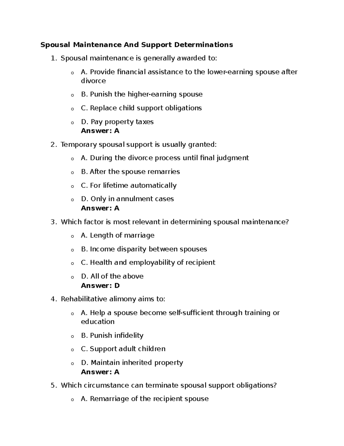 Spousal Maintenance & Support Determinations: Key Concepts & Answers ...