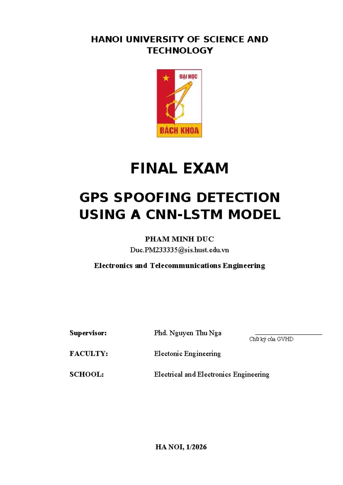 HUST ETE Final Exam: GPS Spoofing Detection Model Analysis - Studocu