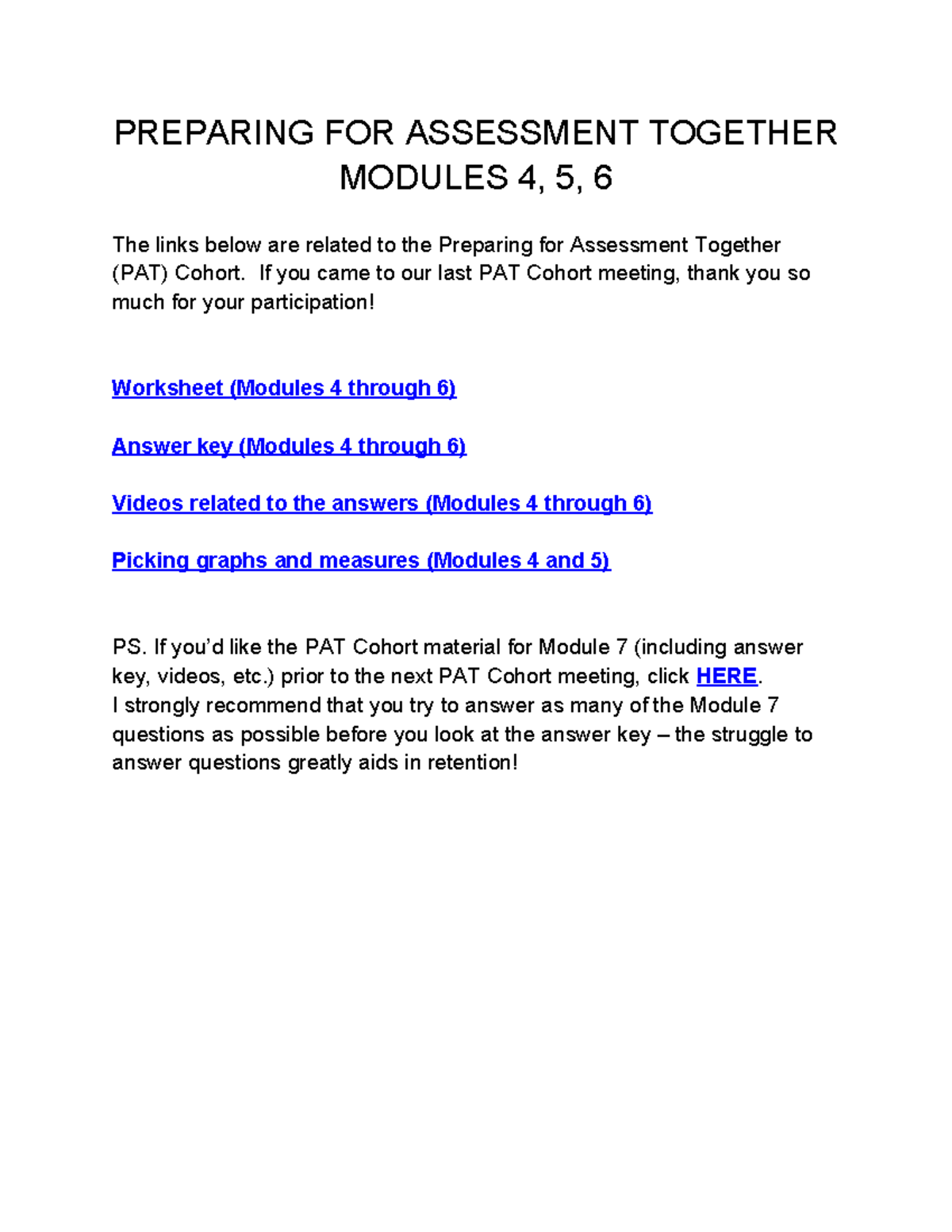Preparing for Assessment Together (Mods 4 thru 6, v2) - PREPARING FOR ASSESSMENT TOGETHER ...