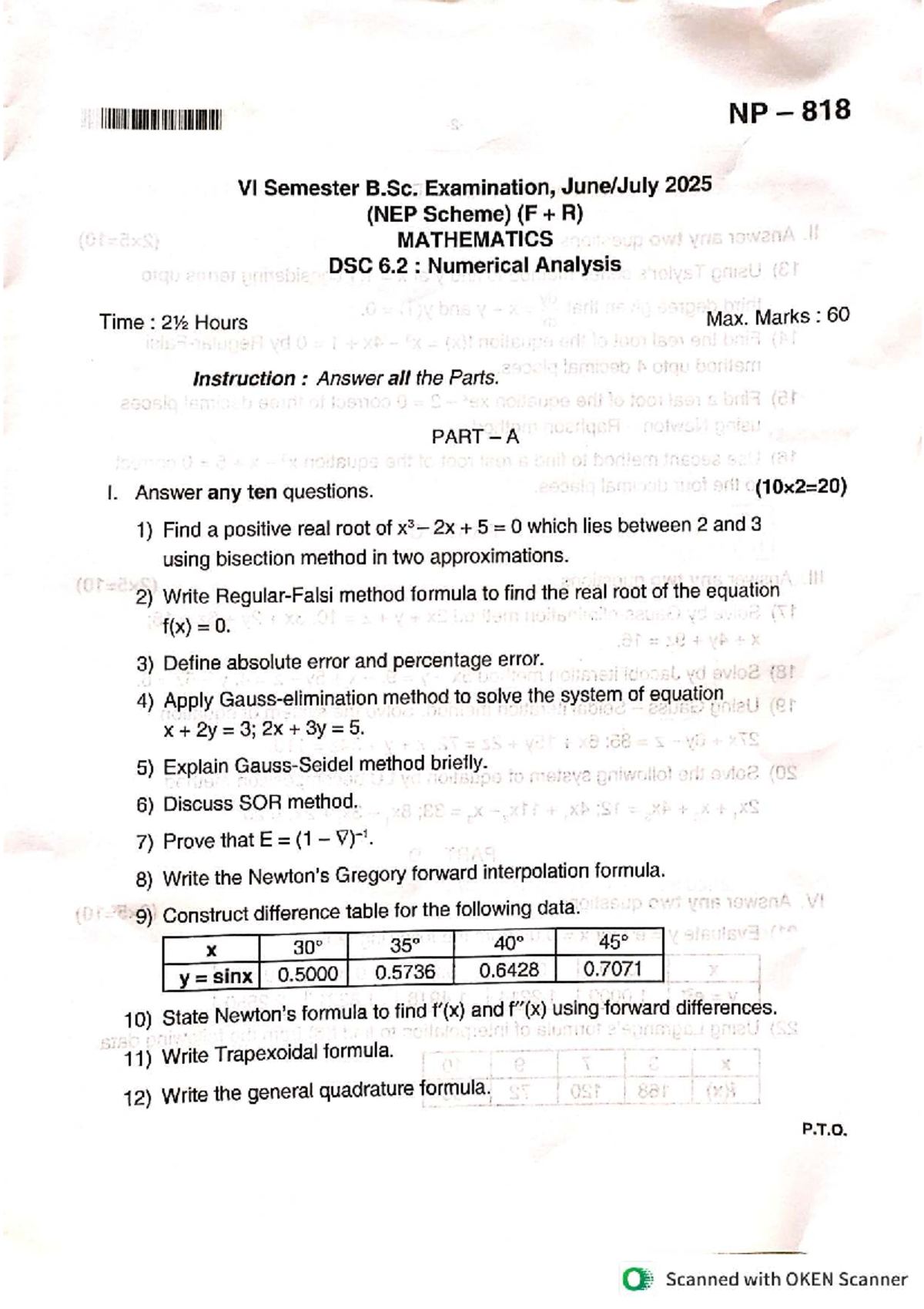 NP 818 VI Semester B.Sc. Mathematics Exam Notes (NEP Scheme) - Studocu