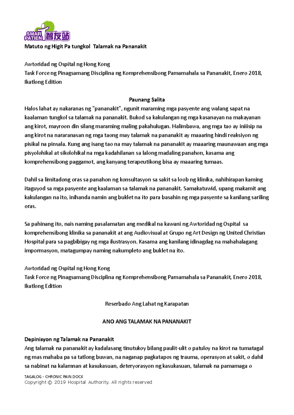 Tagalog-Chronic-Pain - TAGALOG - CHRONIC PAIN Matuto ng Higit Pa ...