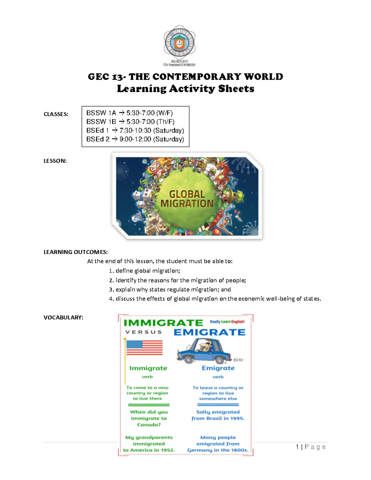 Barrios Global Migration - GEC 13- THE CONTEMPORARY WORLD Learning ...