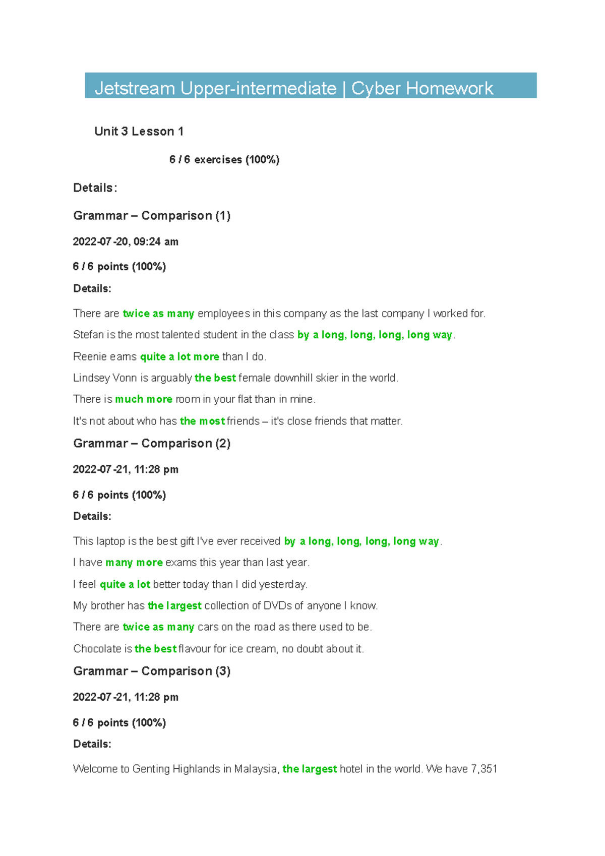 Jetstream Upper-Intermediate Course - Unit 3 Overview & Exercises - Studocu