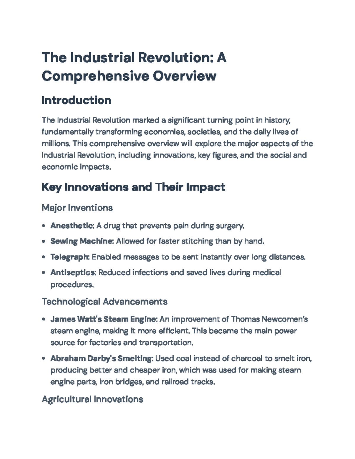 The Industrial Revolution: Innovations, Impacts, and Key Figures - The ...