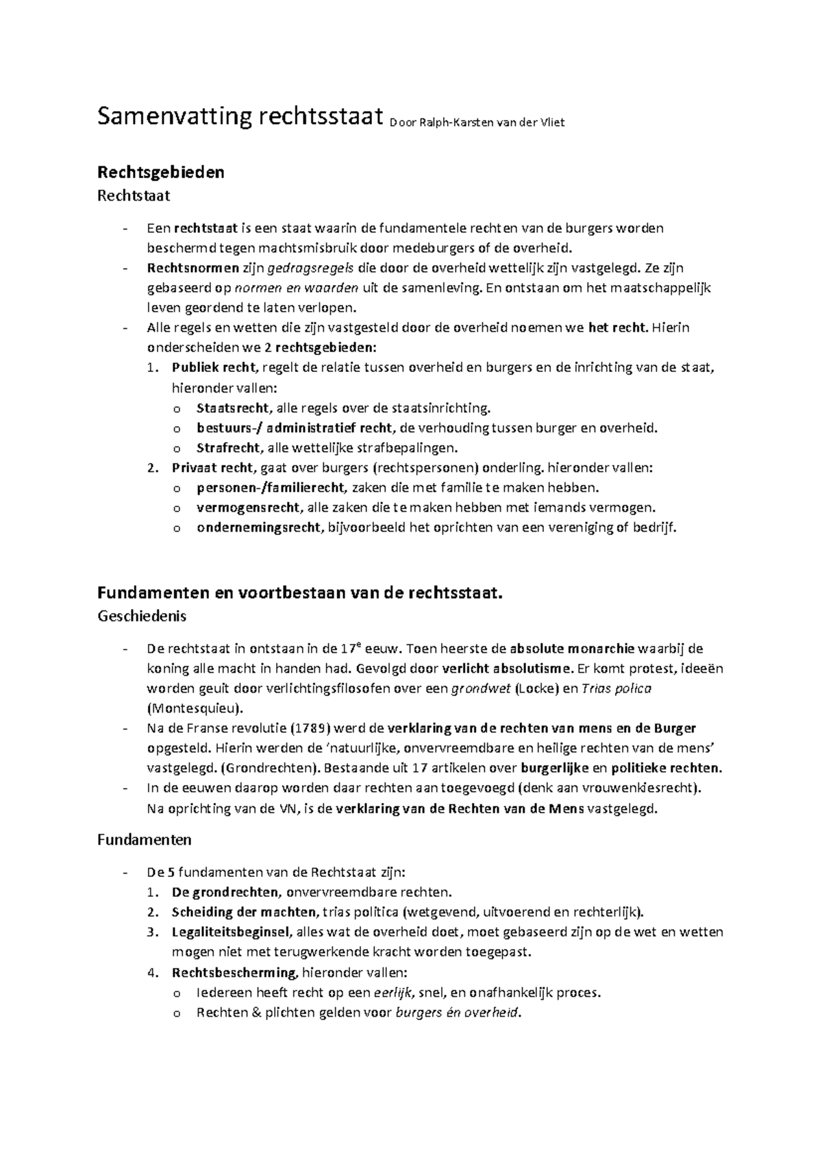 Samenvatting Maatschappijleer Rechtsstaat - Belangrijke Concepten en ...