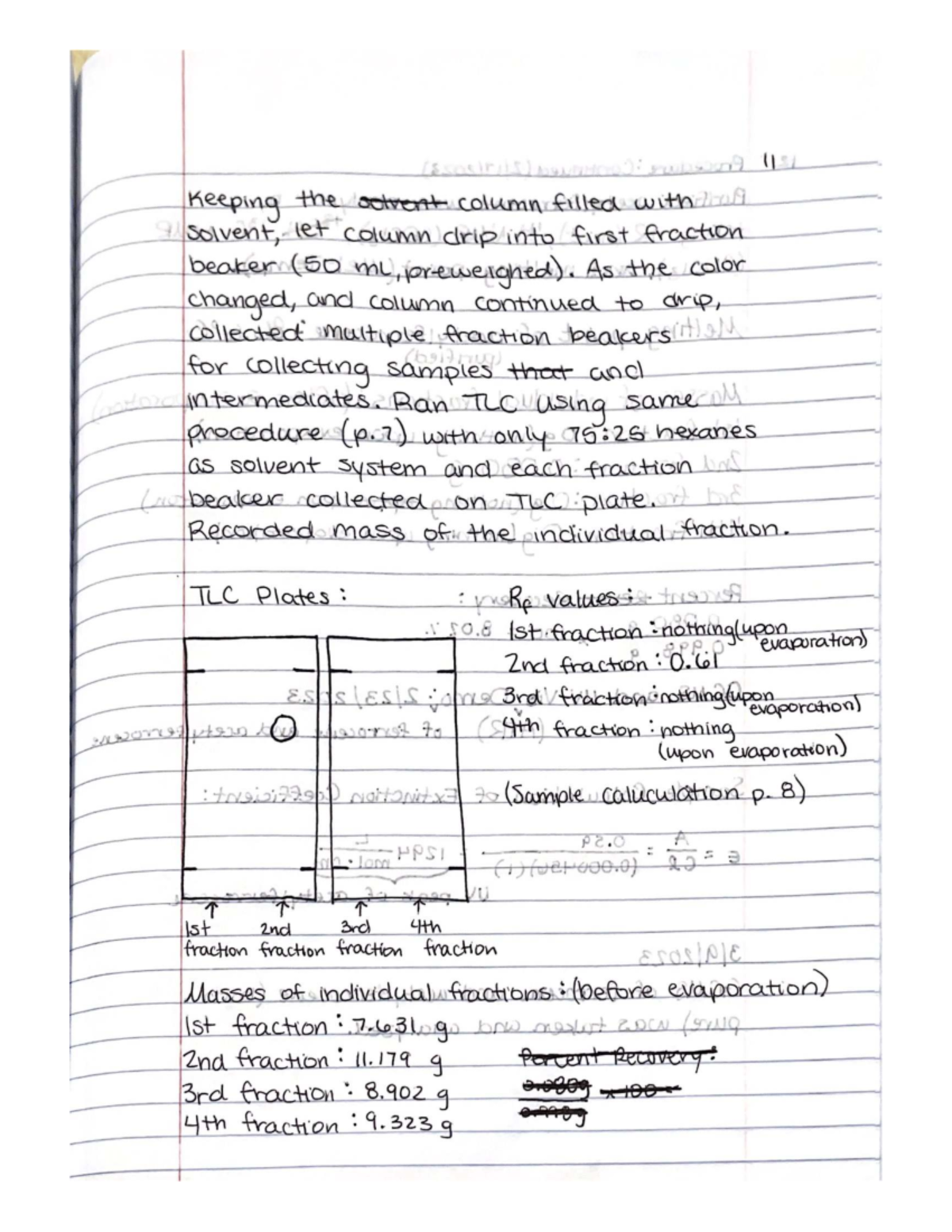 Column notebook: solvent fractionation and TLC analysis of ...