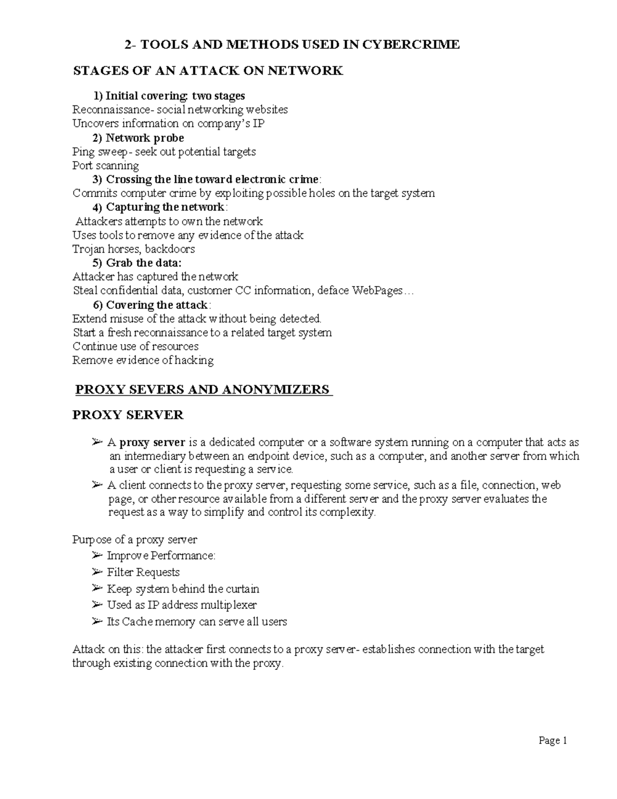 Cyber Security M-2: Tools & Methods in Cybercrime Attack Stages - Studocu