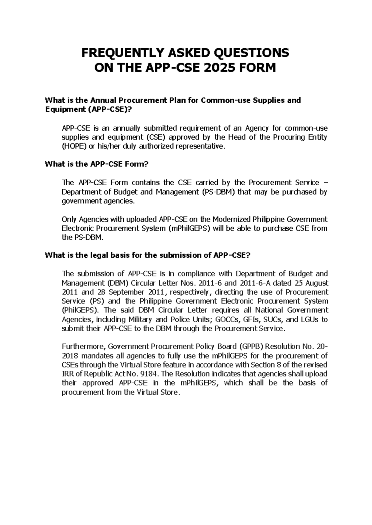 2025 APP-CSE Form Submission FAQs for PS-DBM Guidance - Studocu