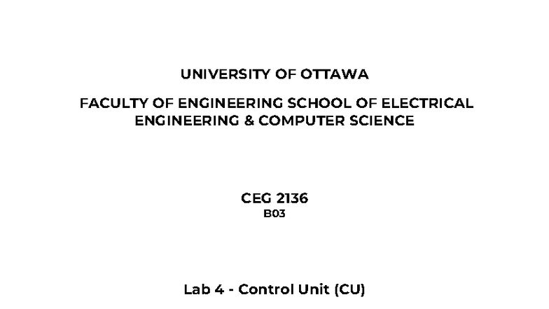 Lab 4 Report: Control Unit Design for CEG 2136 B03 - Studocu