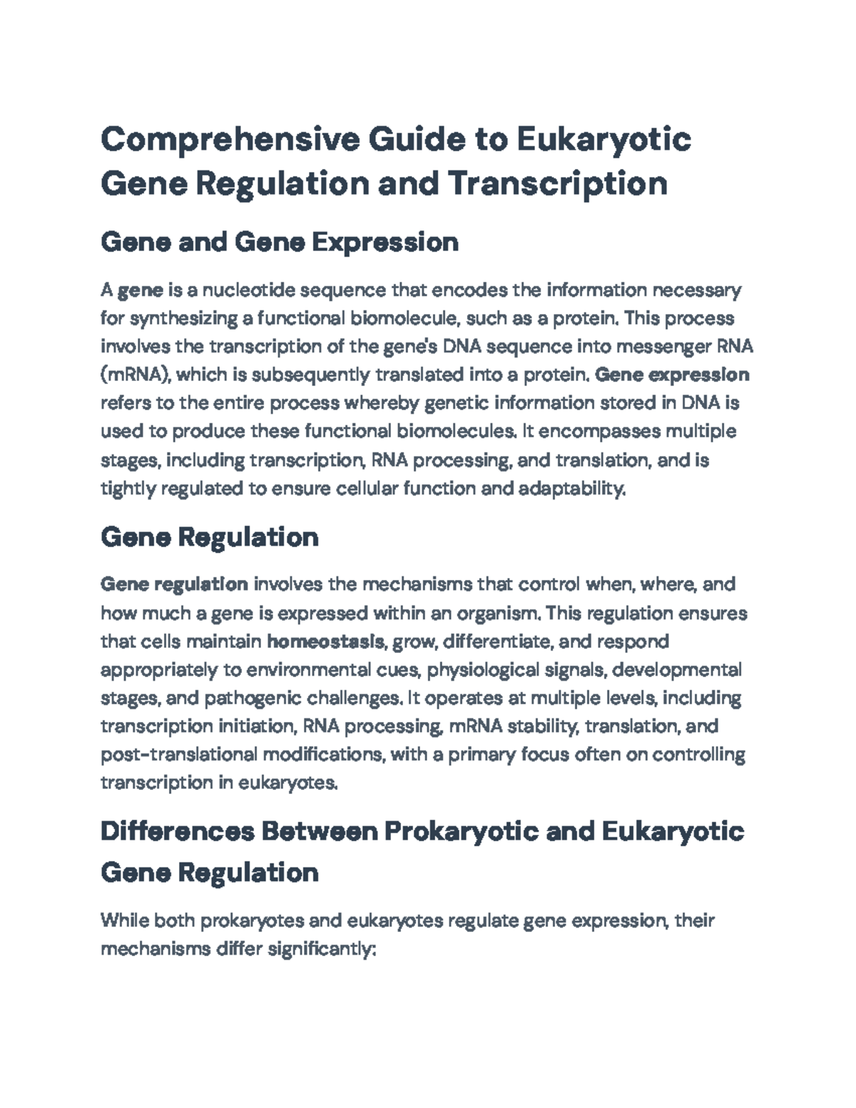 Comprehensive Guide to Eukaryotic Gene Regulation & Transcription ...