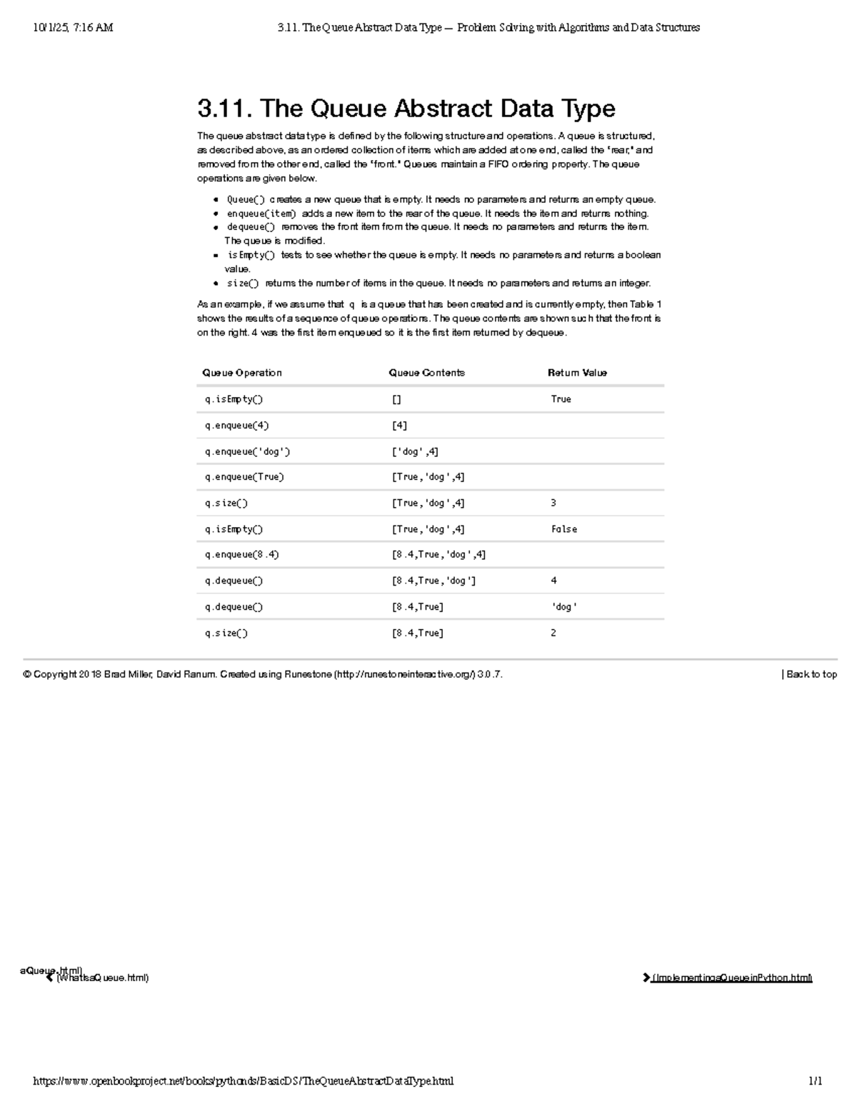 Queue Abstract Data Type: Structure & Operations Explained (CS 3.11) - Studocu